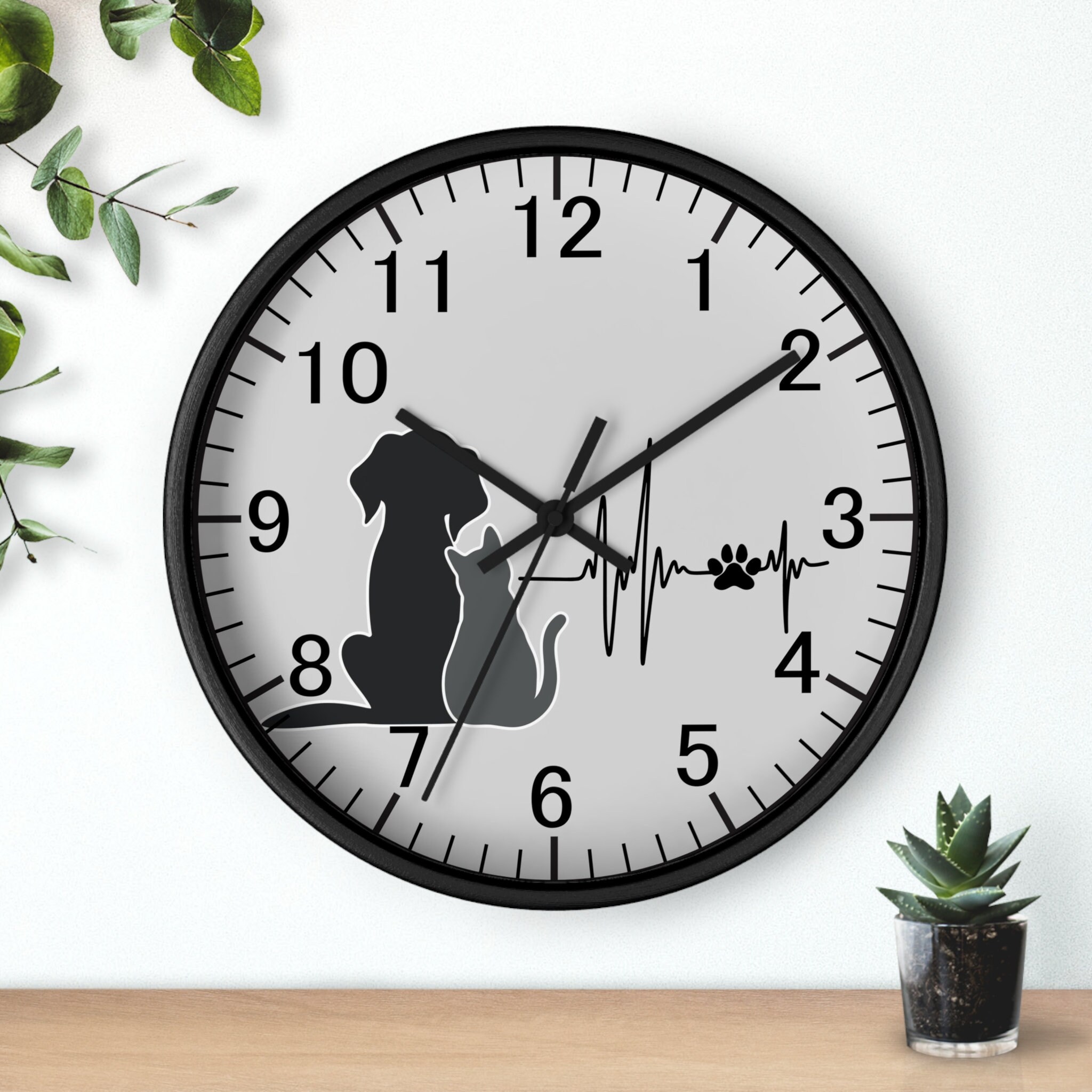 Cat and Dog Silhouette Wall Clock, Cute Pet Wall Clock, Pet Owner Gift ...