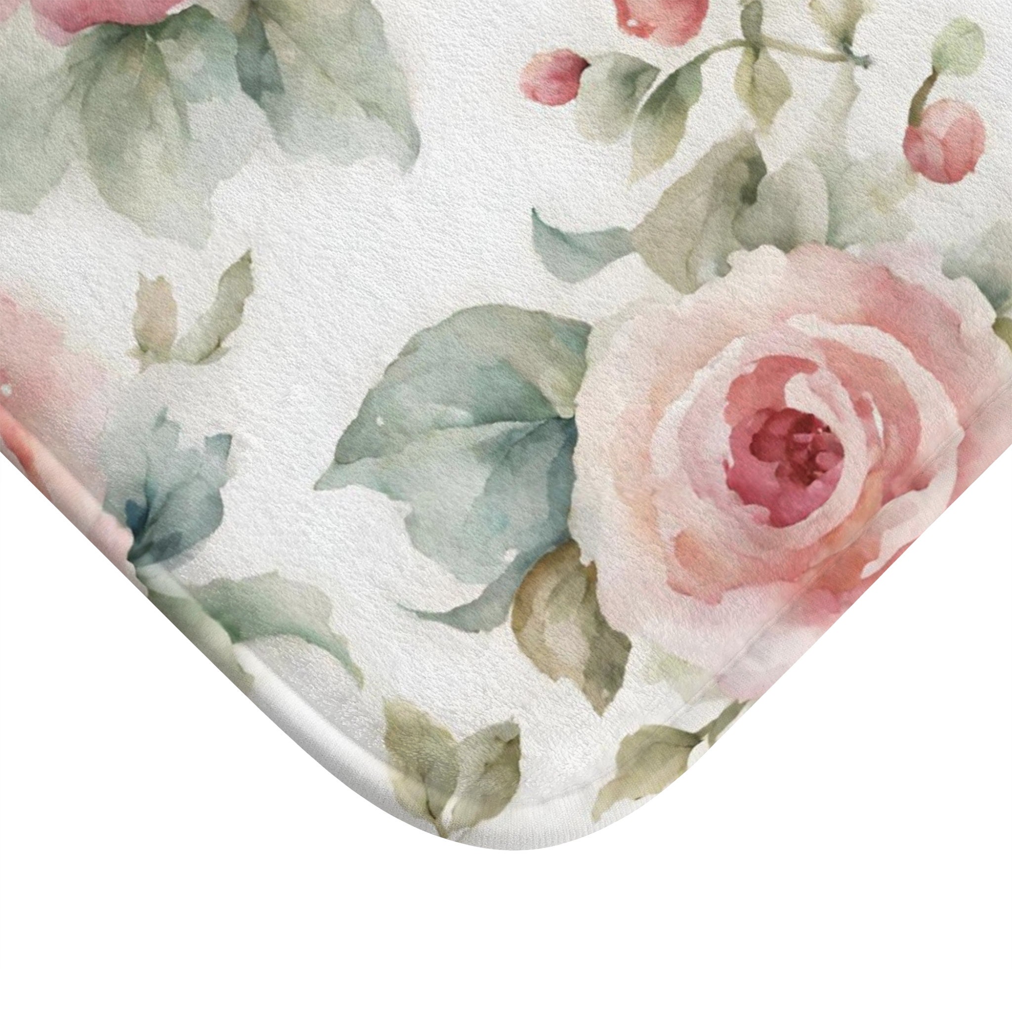 Pink Watercolor Roses Shabby Chic Bath Mat, French Vintage Inspired ...