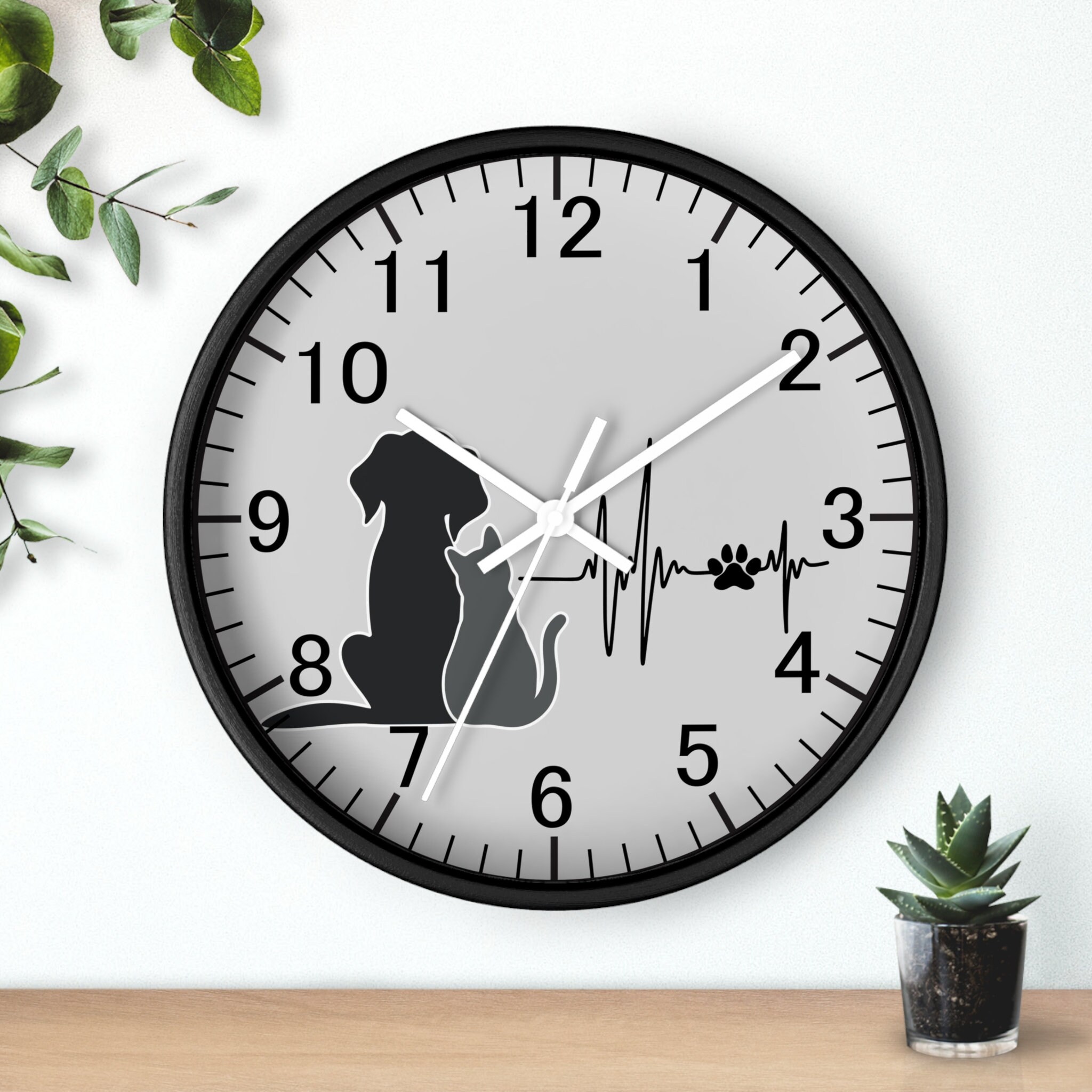Cat and Dog Silhouette Wall Clock, Cute Pet Wall Clock, Pet Owner Gift ...