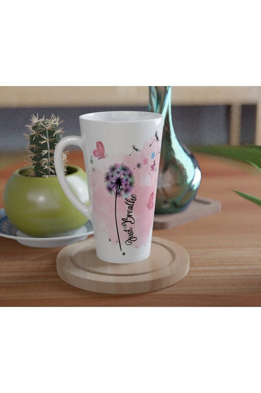 Dandelion Mug, Floral, Wildflower, Cottage Garden, Tall Latte, Boho ...