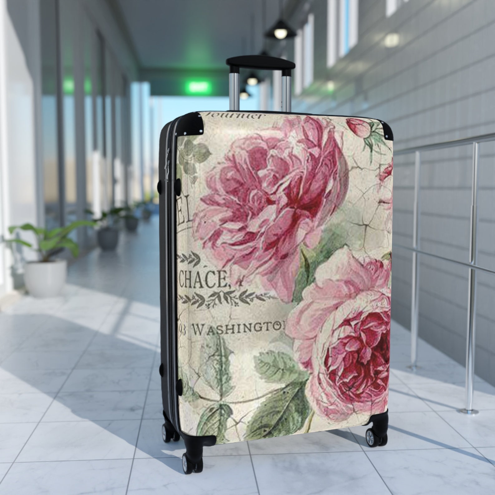 Vintage Rose Shabby Chic Style Suitcase on Wheels Travel - Etsy