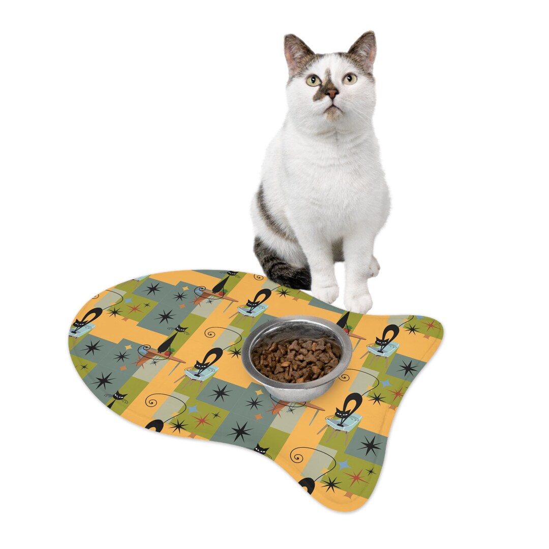 Atomic Cat Pet Feeding Mat: Mid-century Modern Food Mat - Etsy