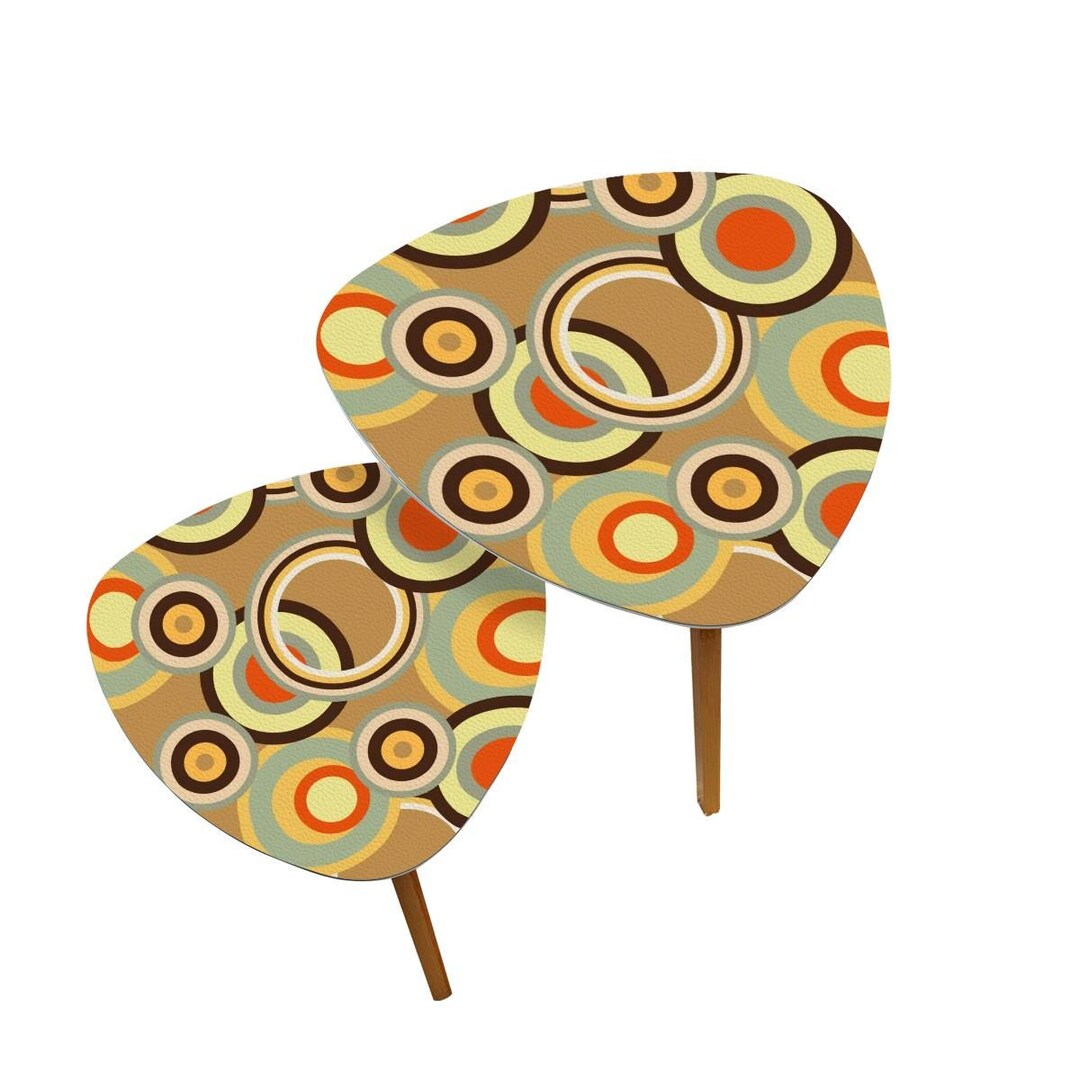 Colorful Retro Orbs Brown Triangle Coffee Table Set of 2 made in USA ...