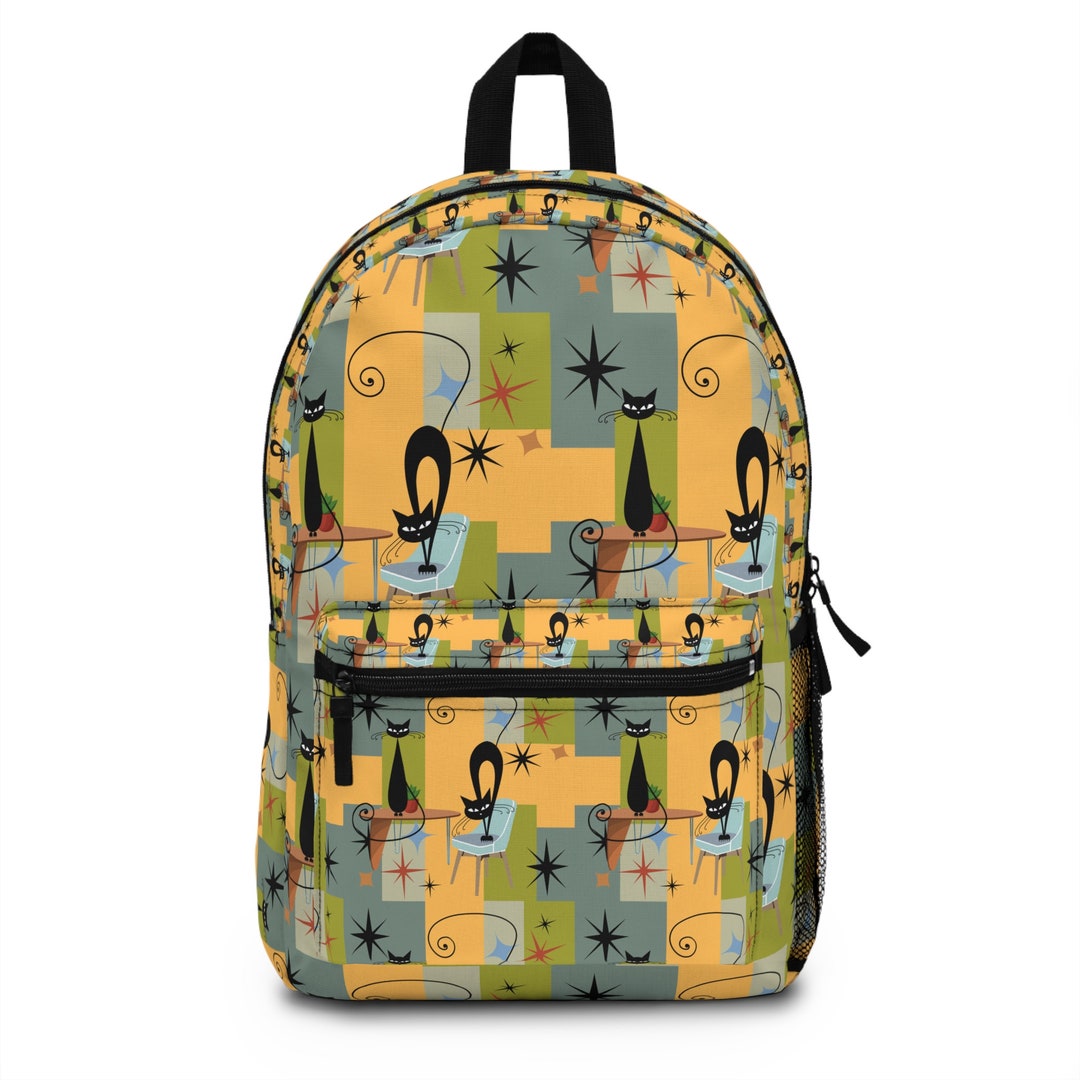 Atomic Cat MCM Retro Backpack, Black Cat Lover, School, College, Hiking ...