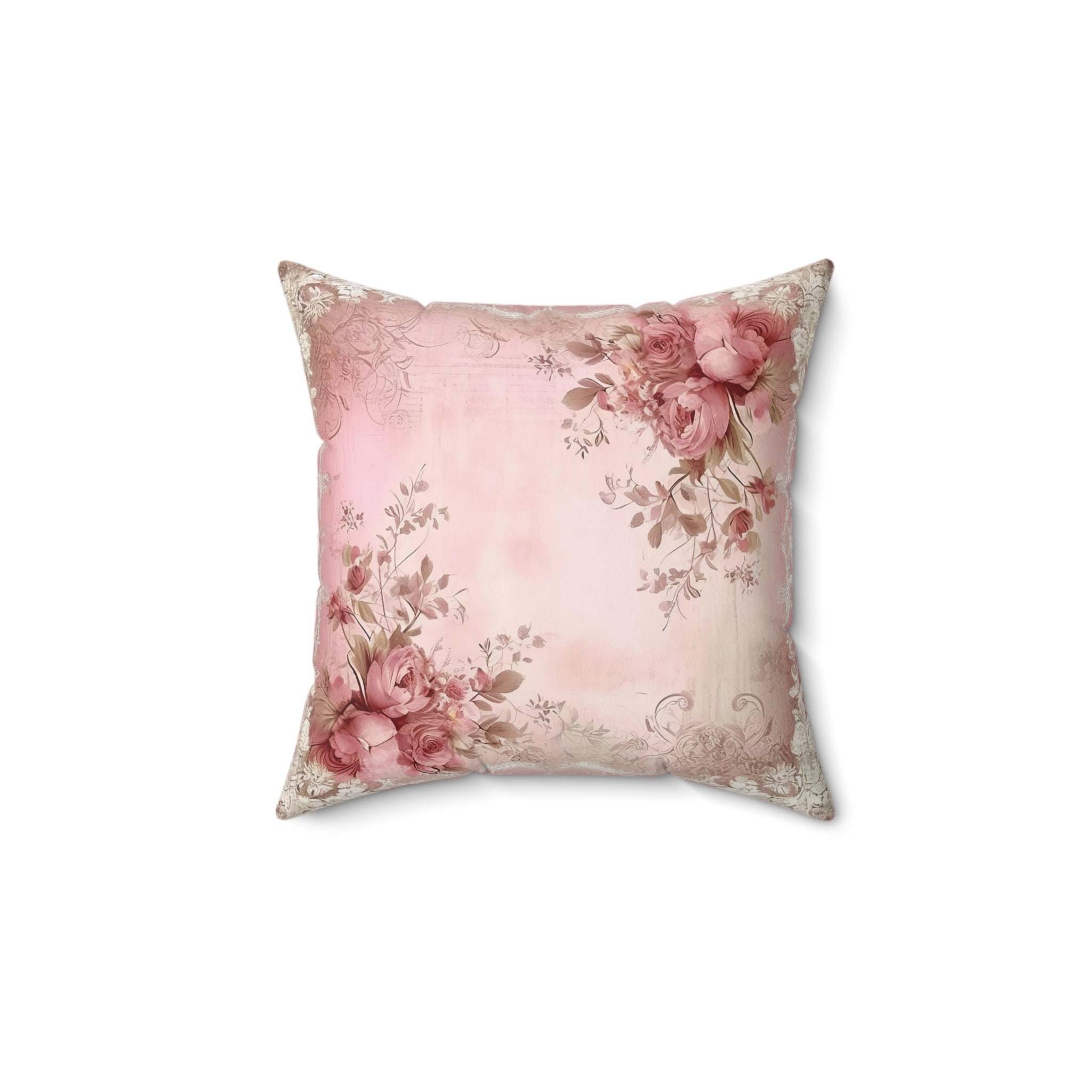 Vintage Old Light Roses Shabby Chic Square Pillow, French Vintage ...