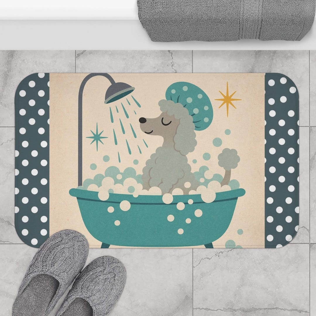 Cute Poodle Bath Mat, Fun Bathroom Decor, Shower Mat for Dog Lovers ...