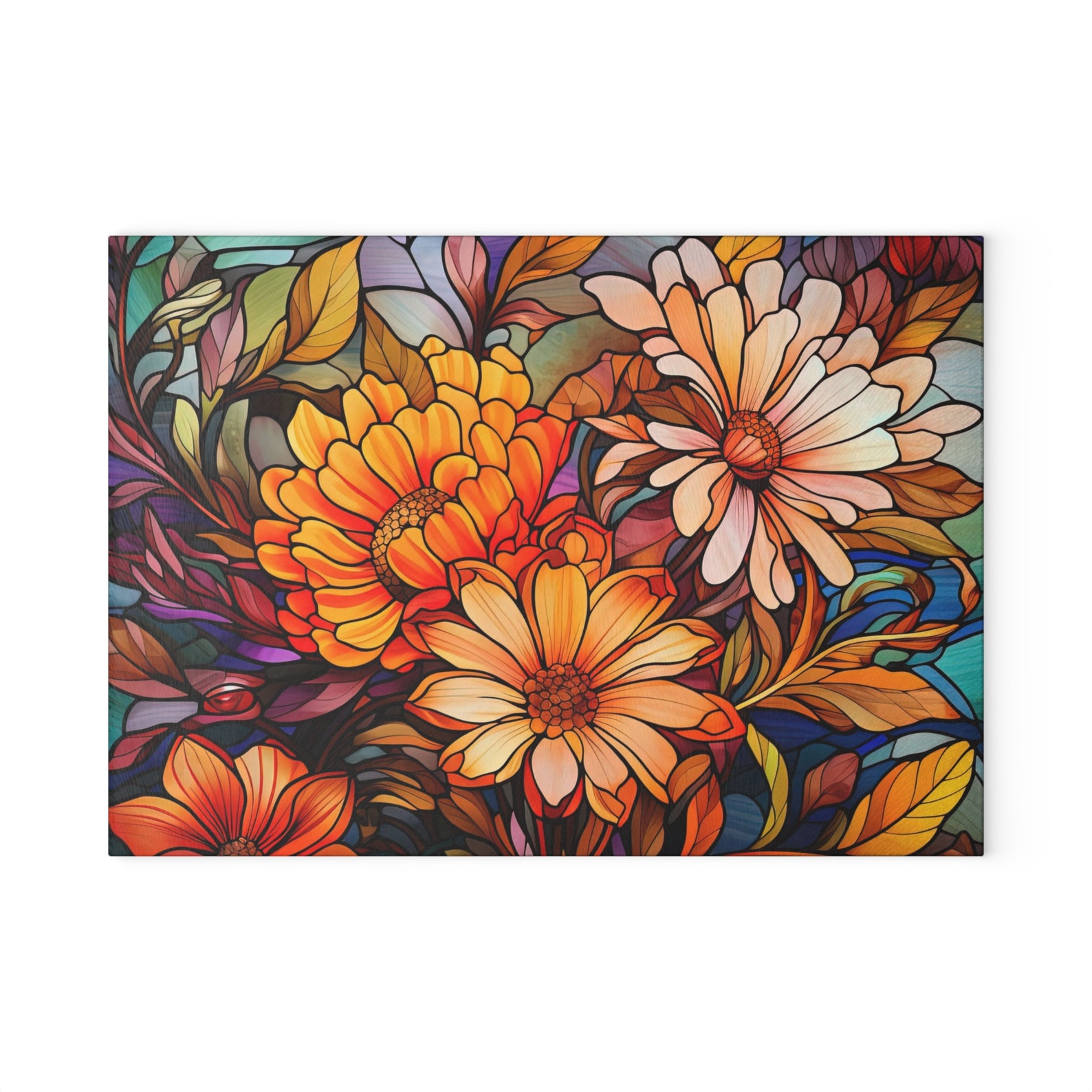 Autumn Stained Glass Look Fall Design Glass Cutting Board - Etsy