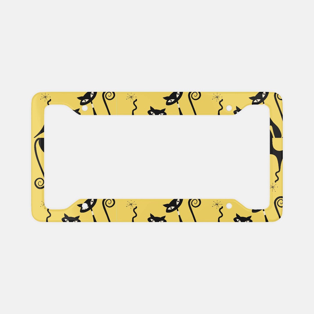 Atomic Cat License Plate Frame, Yellow Retro Mid-mod Car Accessory - Etsy