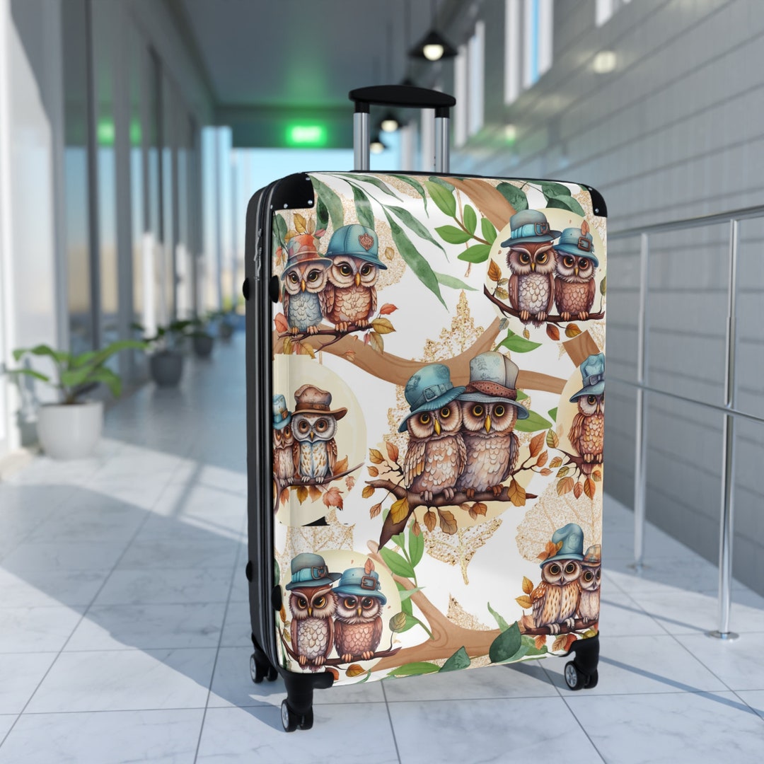 Cute Owl Suitcase on Wheels, Hard Shell Travel Luggage Secure and ...
