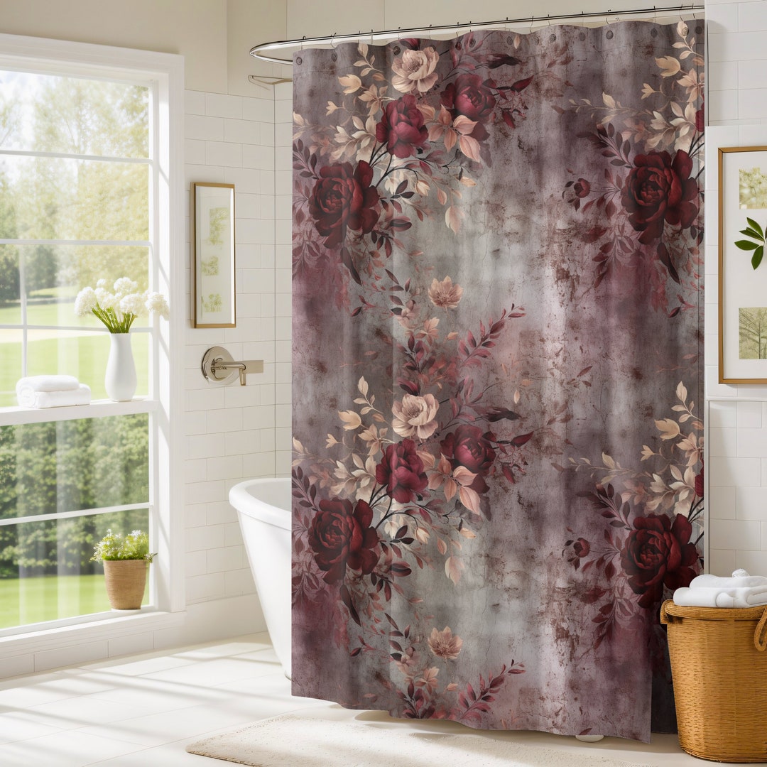 Romantic Roses Shower Curtain: Vintage Floral Bathroom Decor - Etsy