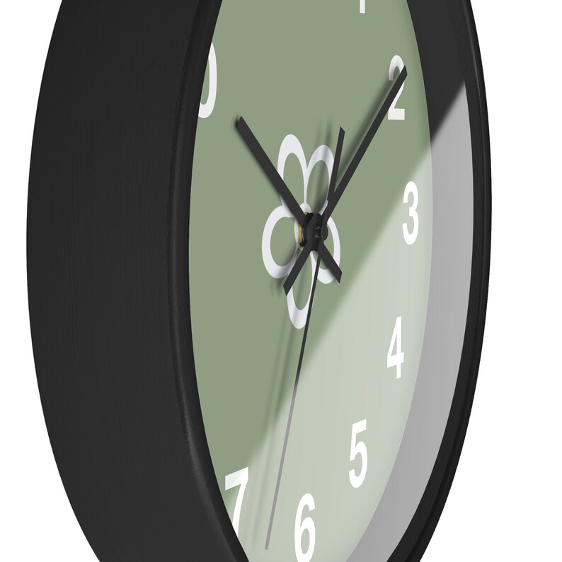 Green With Flower Wall Clock, Kitchen Clock, Living Room Clock ...