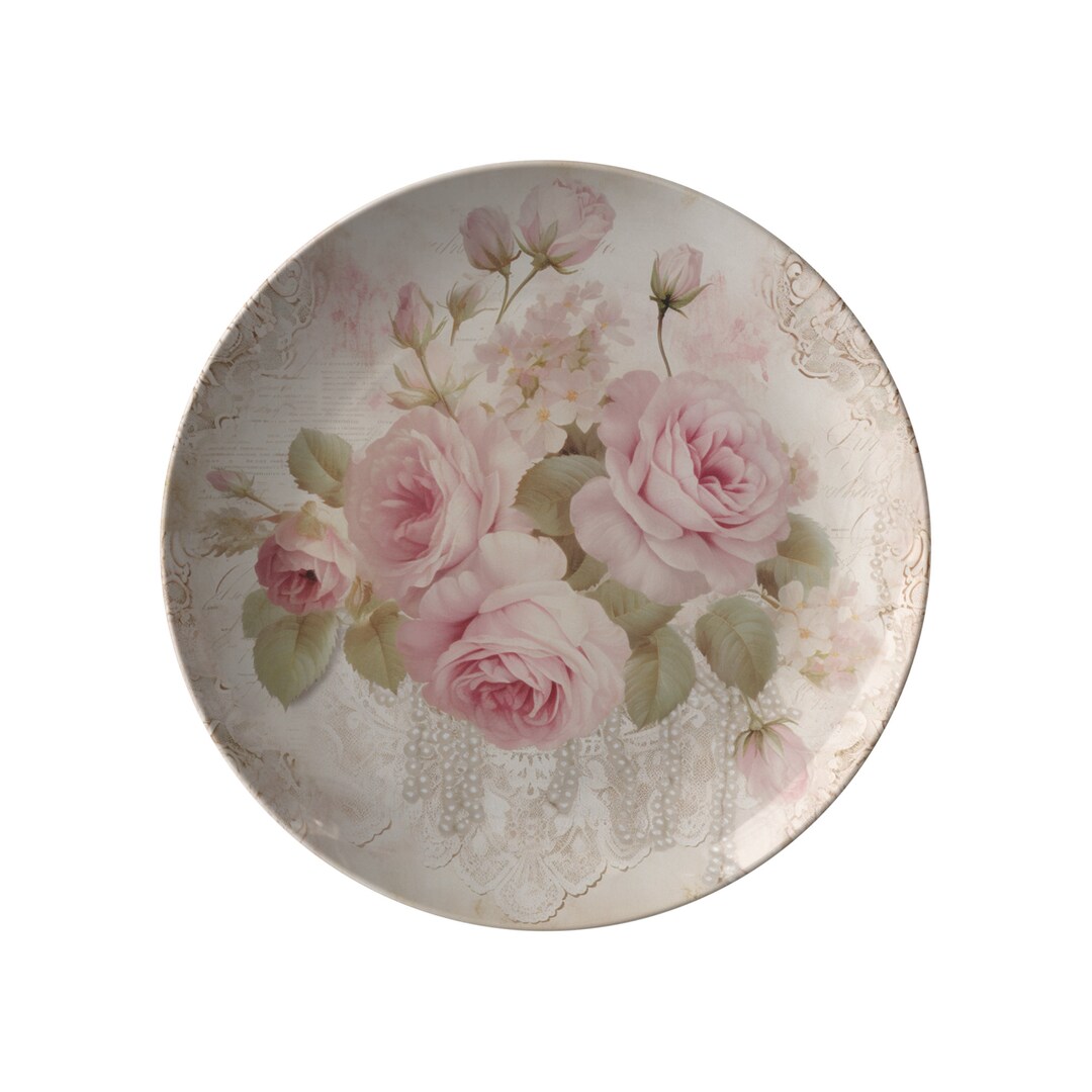 Pink Country Rose 10 Inch Shabby Chic Dinner Plate - Etsy