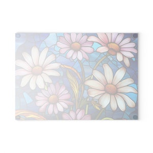 Dazzling Daisy Delight: Stained Glass-inspired Glass Cutting Board for ...