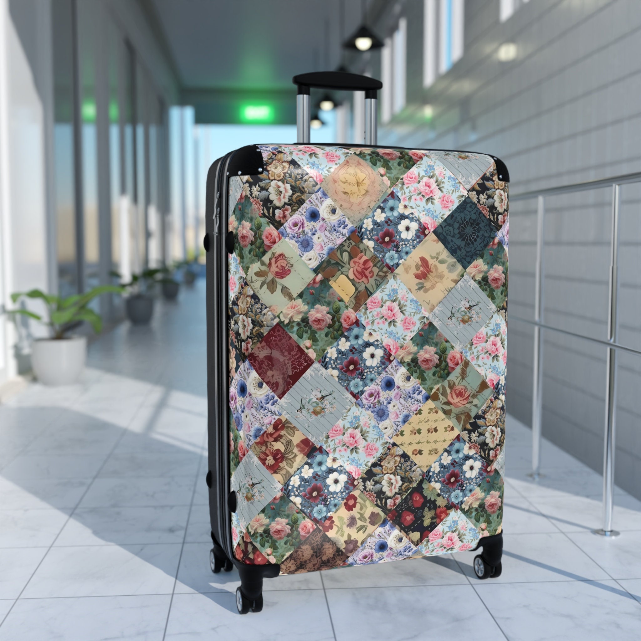 Patchwork LOOK printed on Design, Carry-on Roller Suitcases, Flower ...