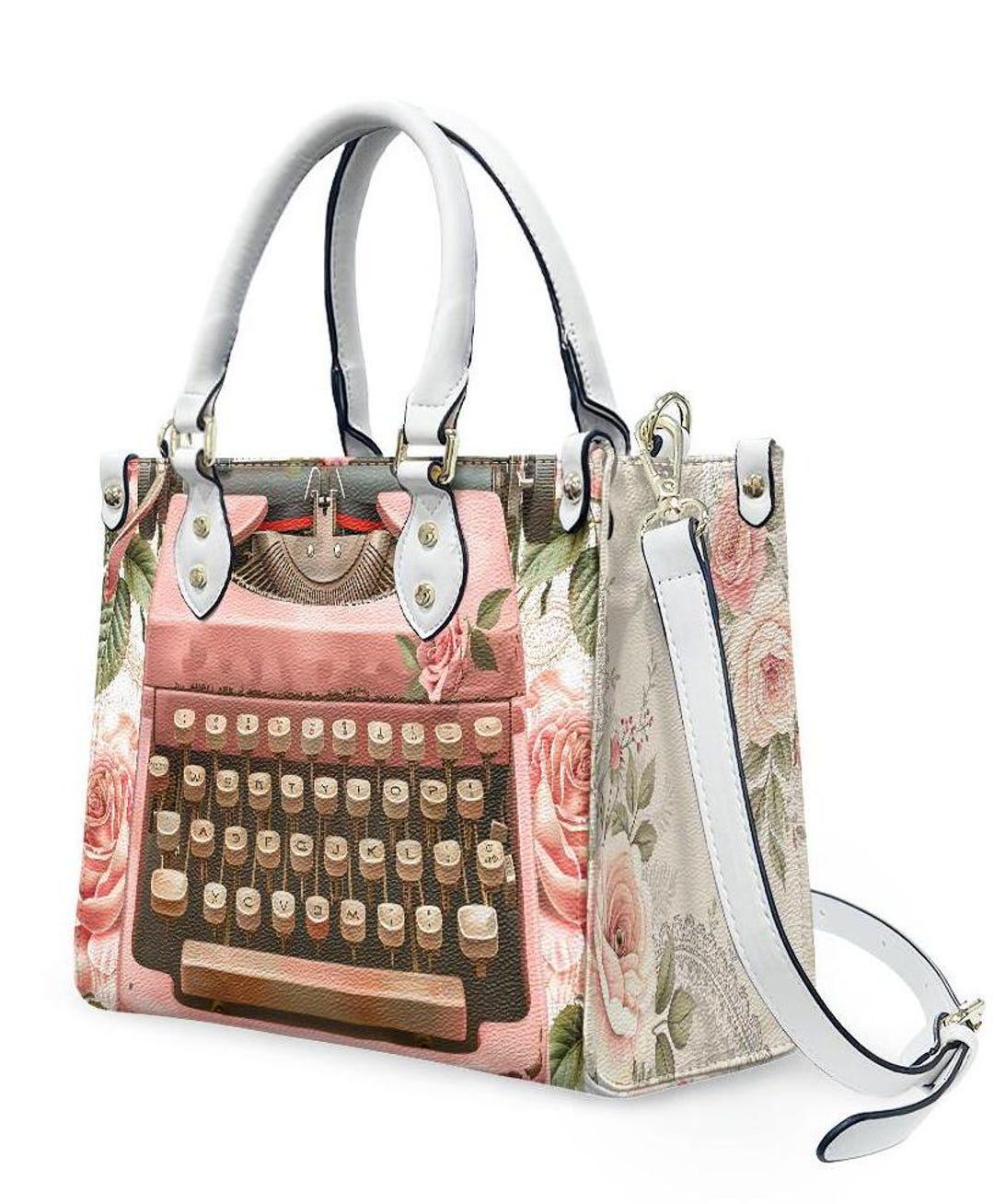 Retro Pink Floral Typewriter Handbag, Mid-century Shoulder Bag - Etsy