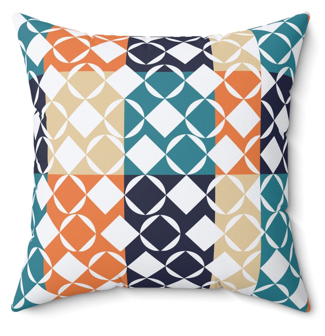 Mid Century Modern Geometric Shapes Square Pillow, MCM Home Decor ...