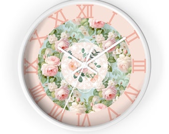 Pink Shabby Chic Wall Clock - Etsy
