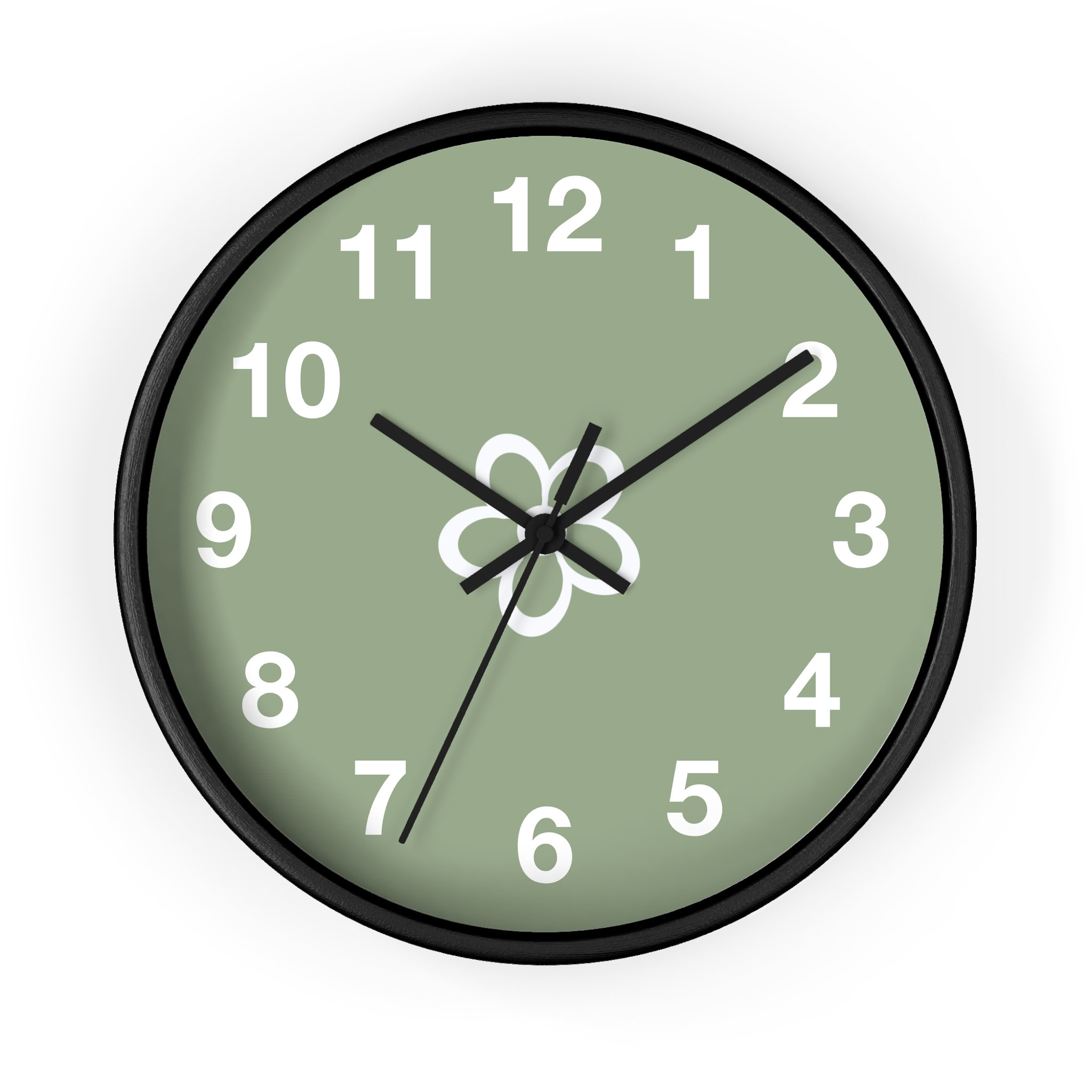 Green With Flower Wall Clock, Kitchen Clock, Living Room Clock ...