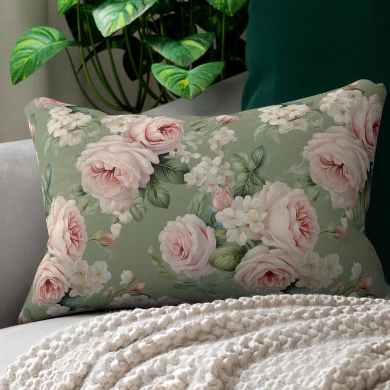 Shabby Chic Green Pillow - Etsy UK