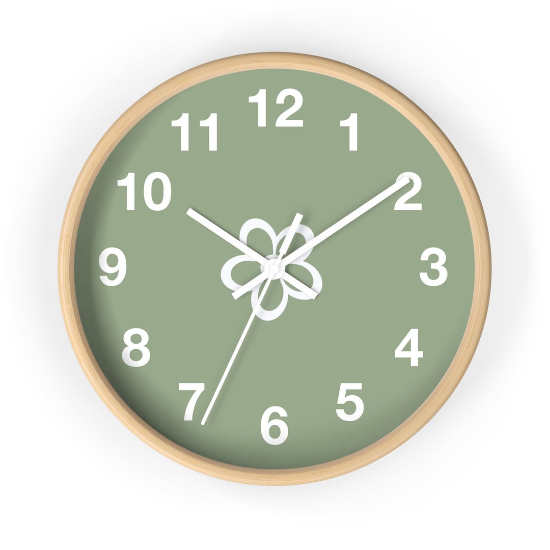 Green With Flower Wall Clock, Kitchen Clock, Living Room Clock ...