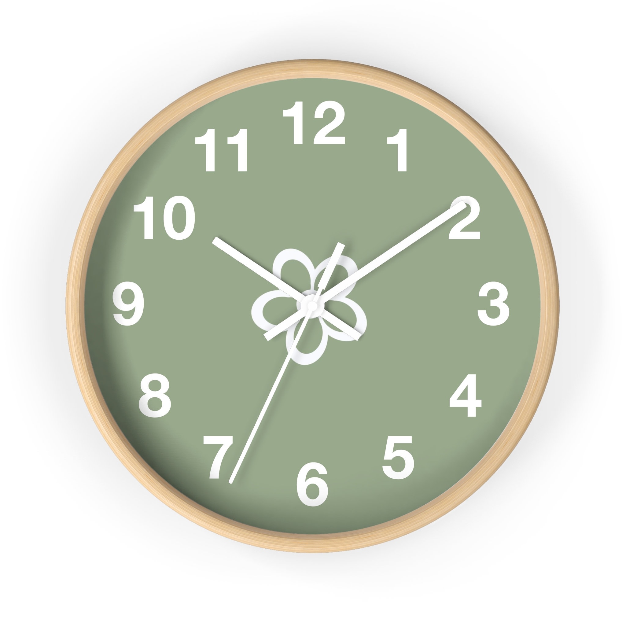 Green With Flower Wall Clock, Kitchen Clock, Living Room Clock ...