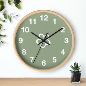 Green With Flower Wall Clock, Kitchen Clock, Living Room Clock ...