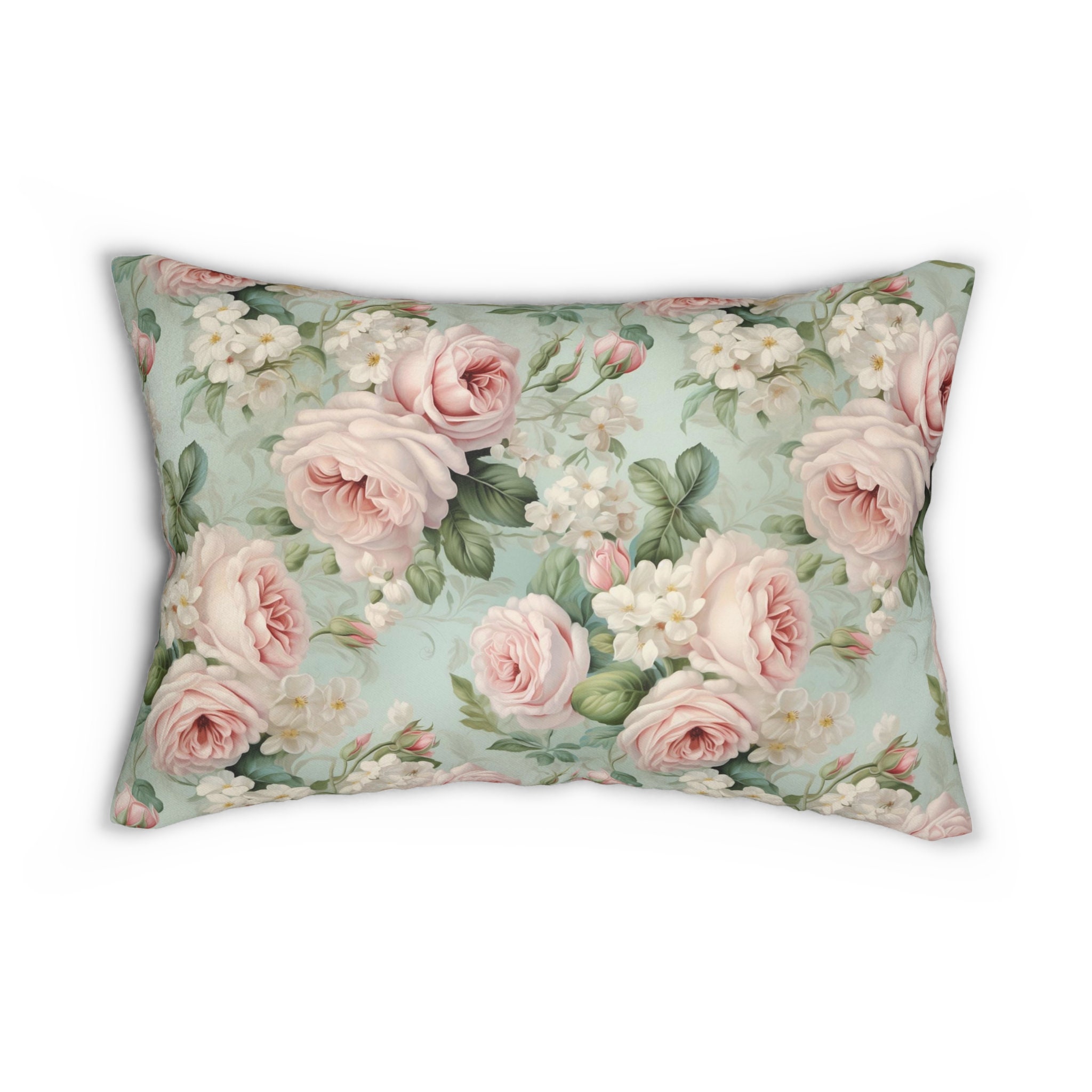 Pink Vintage Roses Shabby Chic Lumbar Pillow, French Vintage Inspired ...