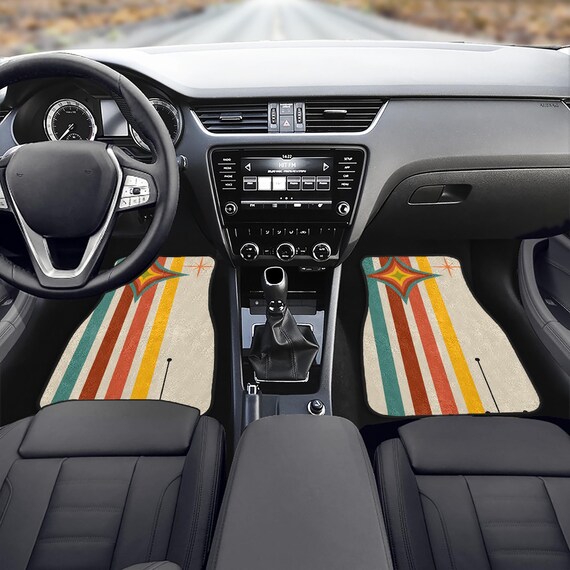 Retro colorful stripes Car Floor Mats 2Pcs 60s 70s vintage inspired auto car mats Etsy