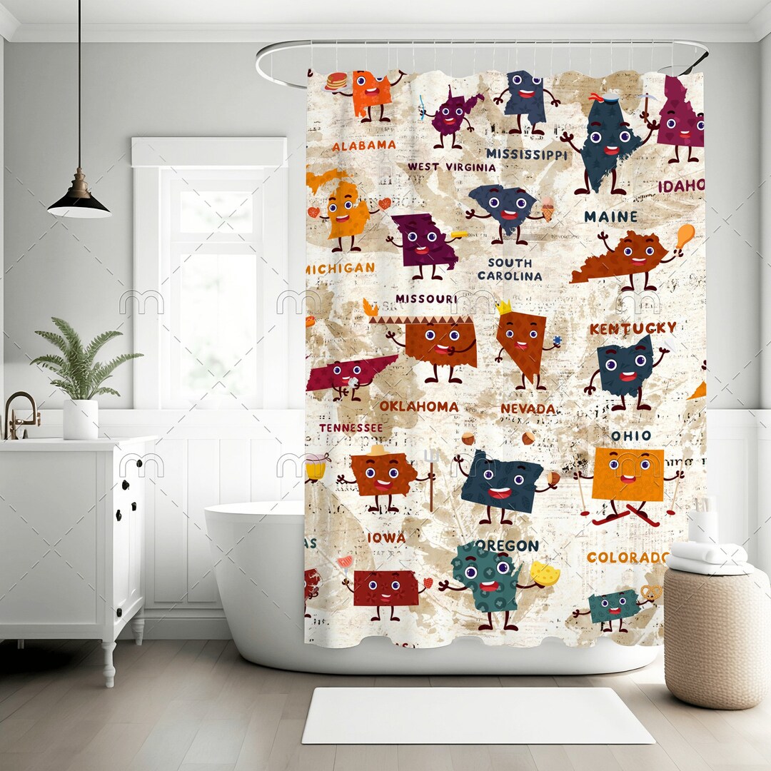 Cute Tiny Maps USA Design Shower Curtain - Etsy