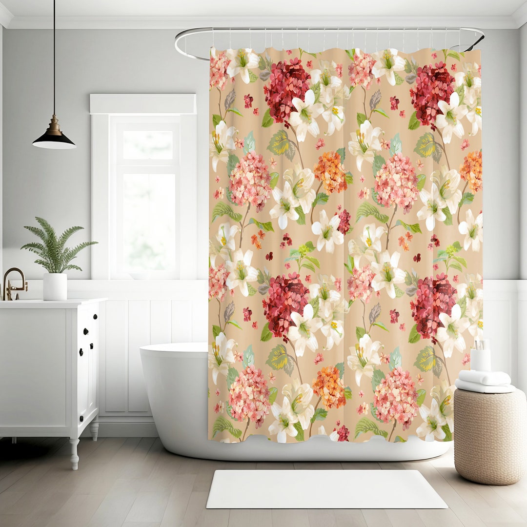 Shabby Chic Style Hydrangeas Shower Curtain in Pink and Dark Pink ...