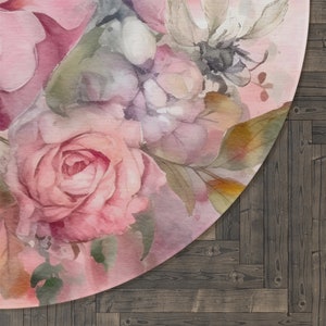 Petal Paradise: Shabby Chic Pink Floral Round Area Rug - Etsy