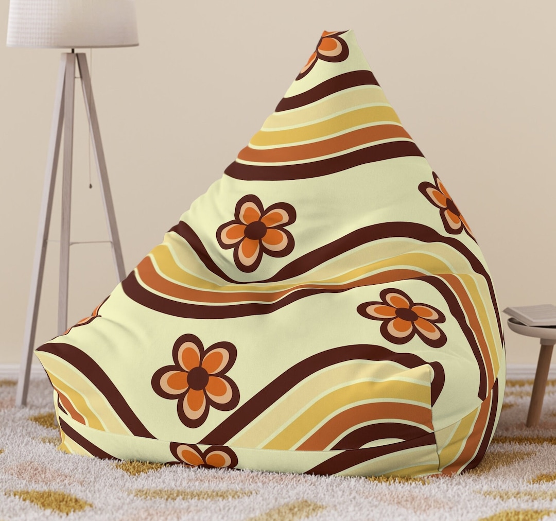 Rainbow Hippie Flowers Bean Bag Chair COVER, Retro Home Decor, Groovy ...