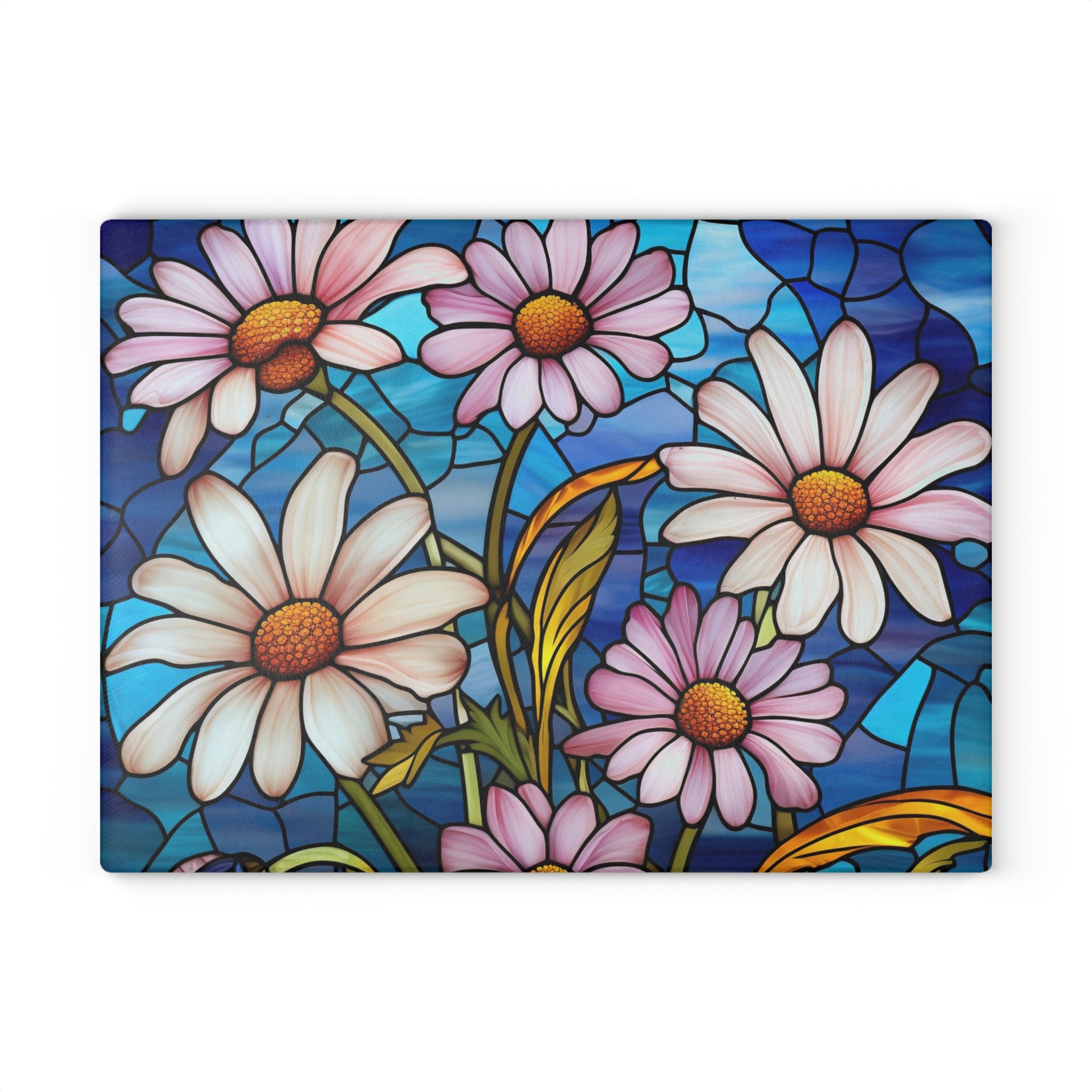 Dazzling Daisy Delight: Stained Glass-inspired Glass Cutting Board for ...