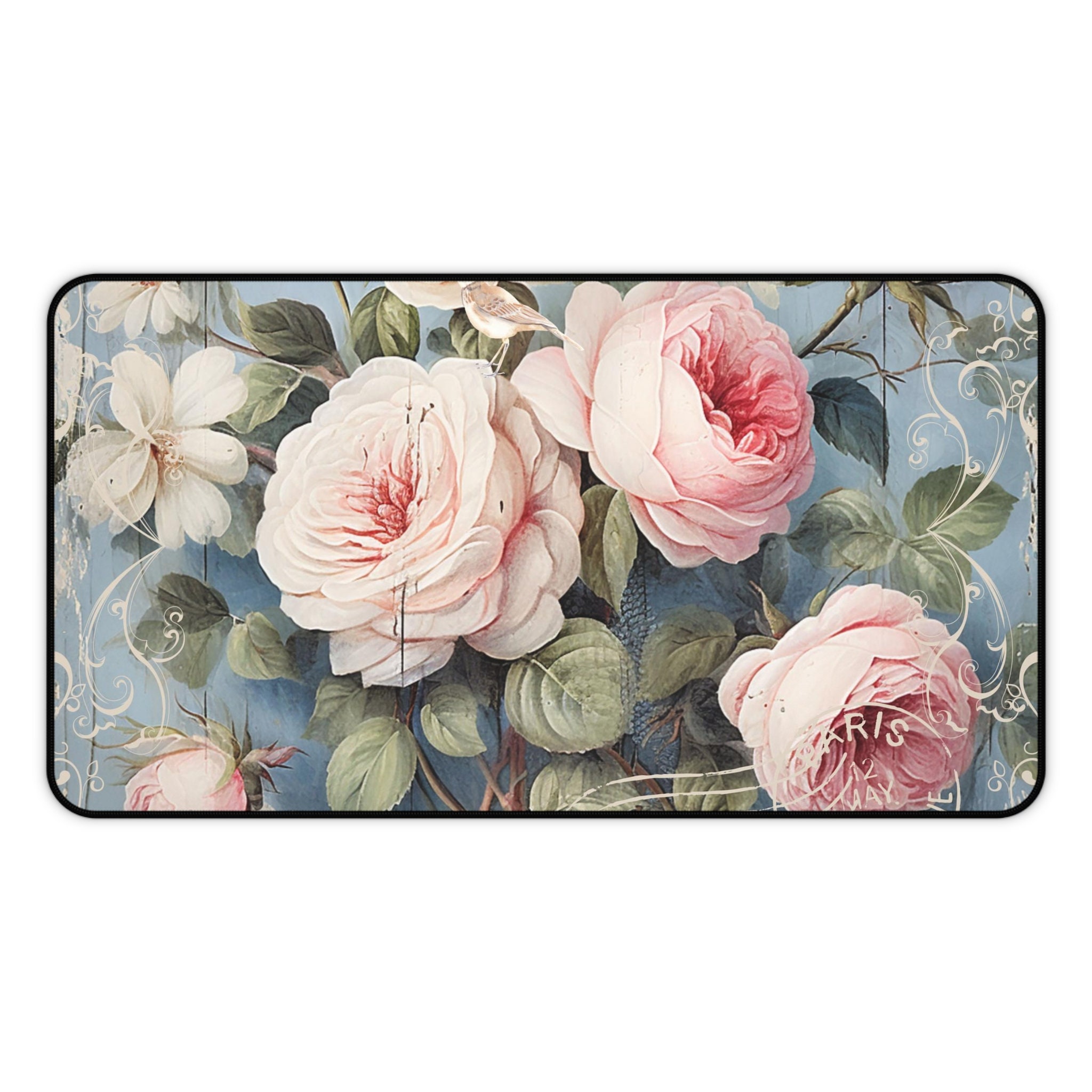 Pink Roses Shabby Chic Style Desk Mat Work From Home Office - Etsy