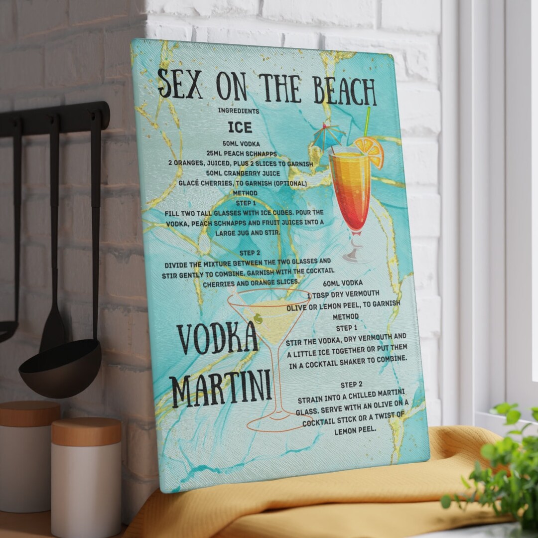 Summertime Sips Sex On The Beach Cocktail Recipe Glass Cutting Board Etsy