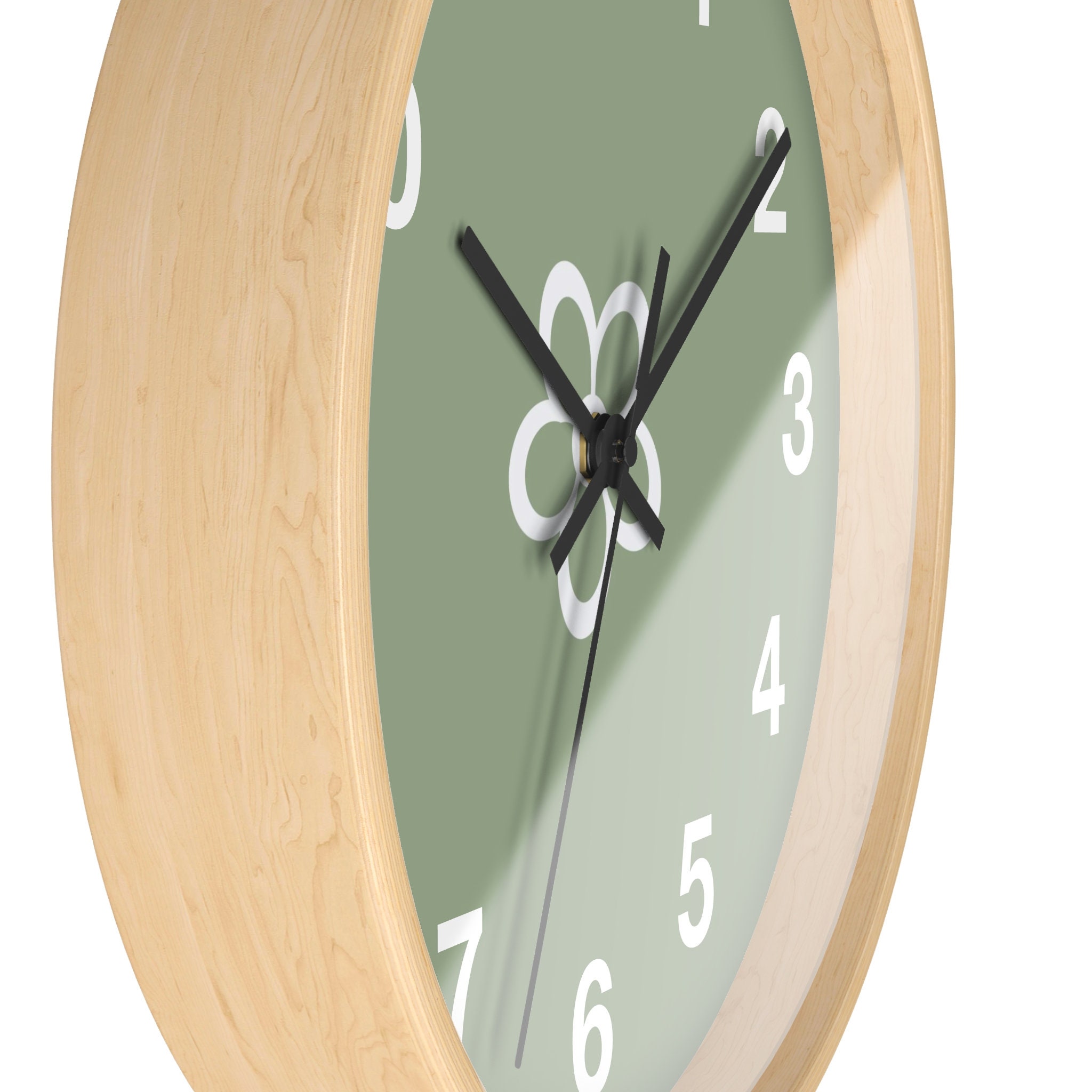 Green With Flower Wall Clock, Kitchen Clock, Living Room Clock ...