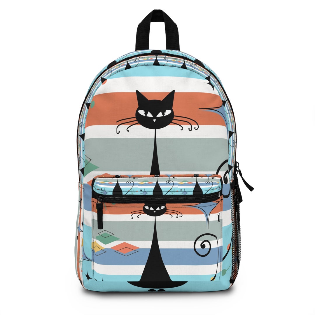 Mid Century Modern Atomic Cat Retro Backpack, Fun Backpack, Travel Bag ...