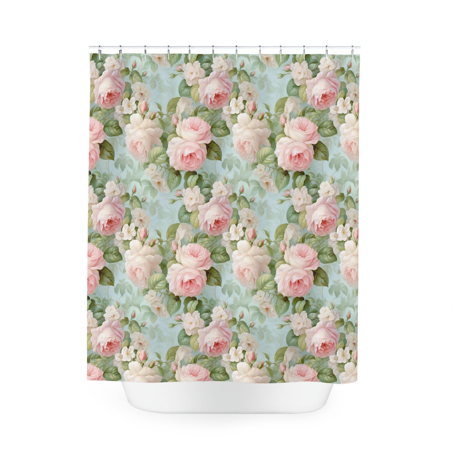 Stunning Pink Rose Garden Shower Curtain With Delicate Pale Pink ...