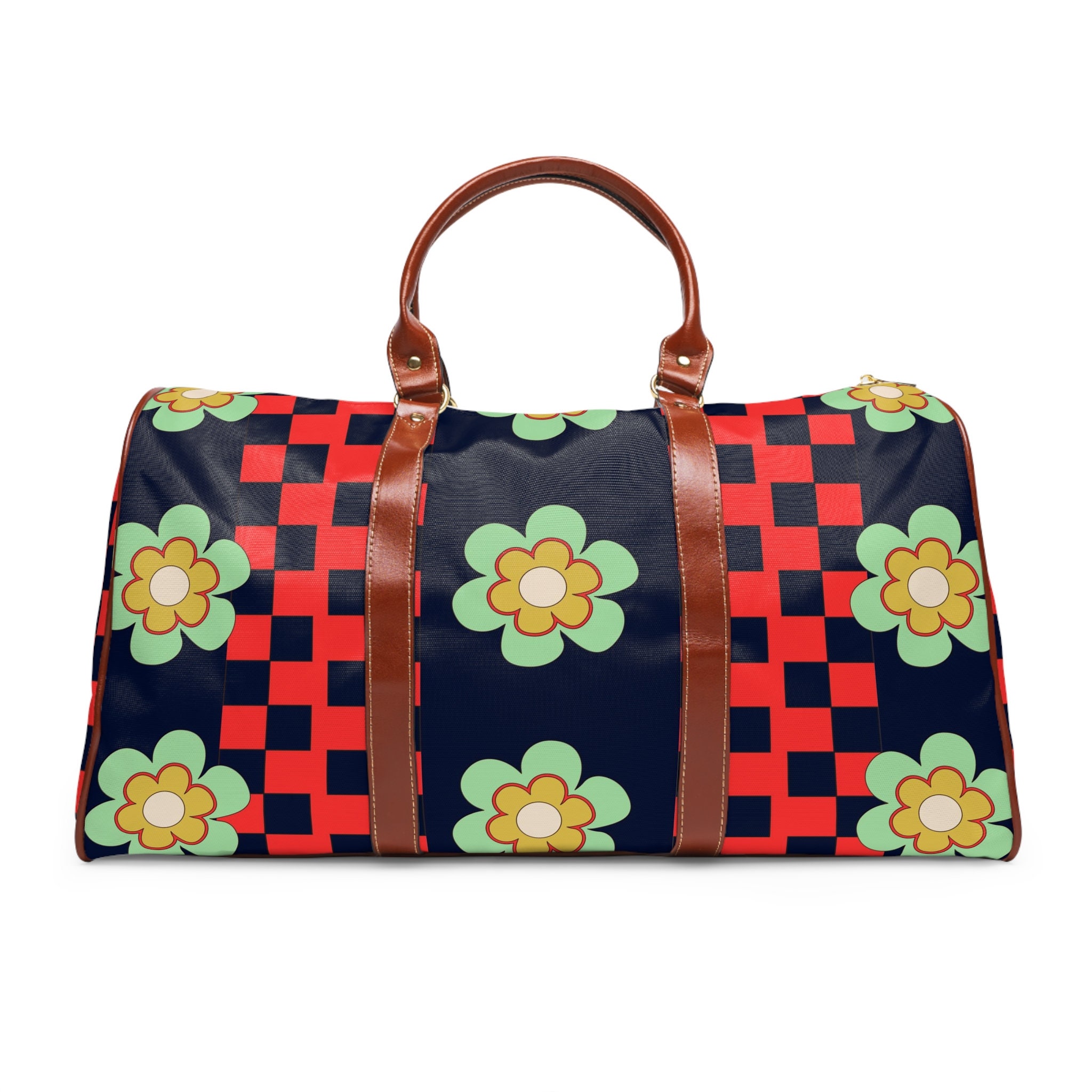 Retro Red and Blue Floral Waterproof Travel Bag Retro Travel - Etsy