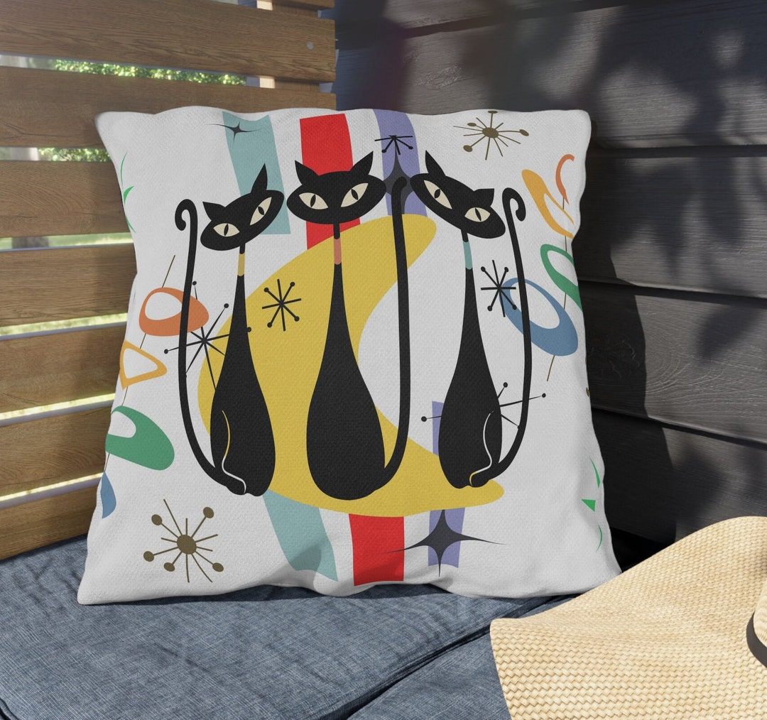 Atomic Cats Mid Century Modern Retro Outdoor Pillow, MCM Outdoor ...