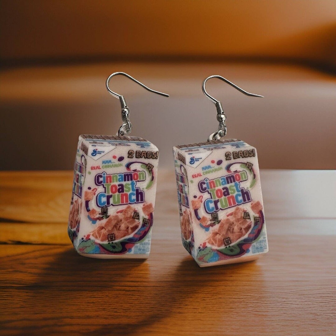 Mini Brand Style Food Cinnamon Toast Crunch Earrings Hook Style Dangle ...