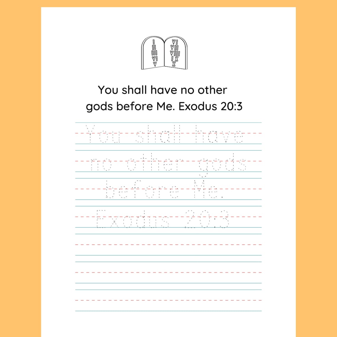10 Commandments Tracing Worksheets, Bible Verse Learning, Children ...