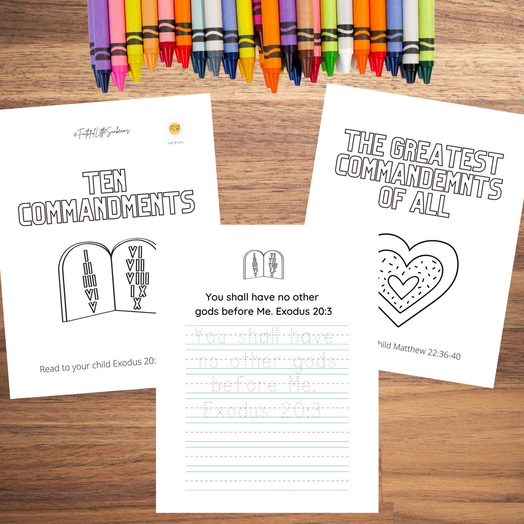 10 Commandments Tracing Worksheets, Bible Verse Learning, Children ...