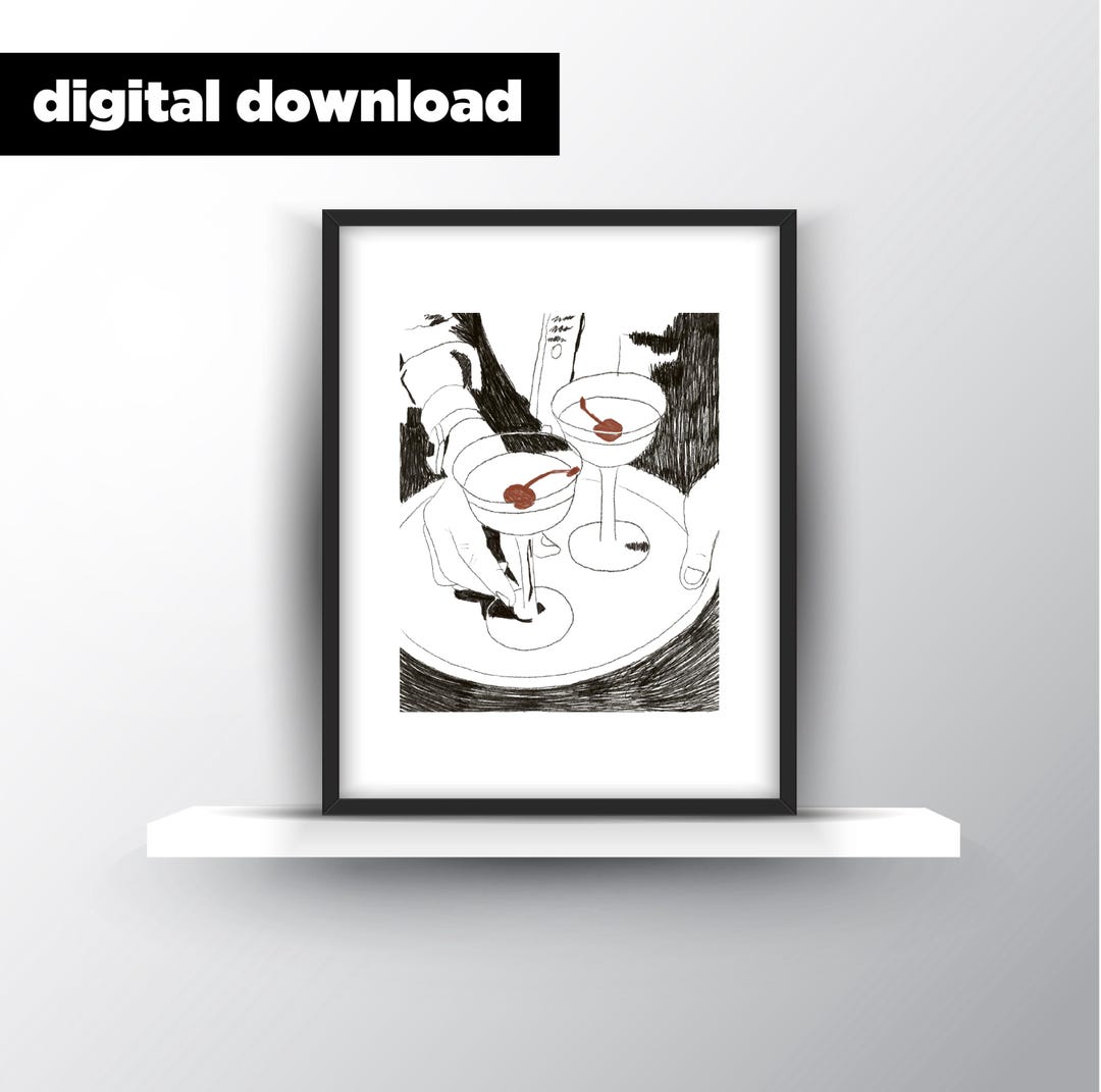 Old School Brasserie Print - Pencil Crayon - Craft Cocktails - Stylish ...