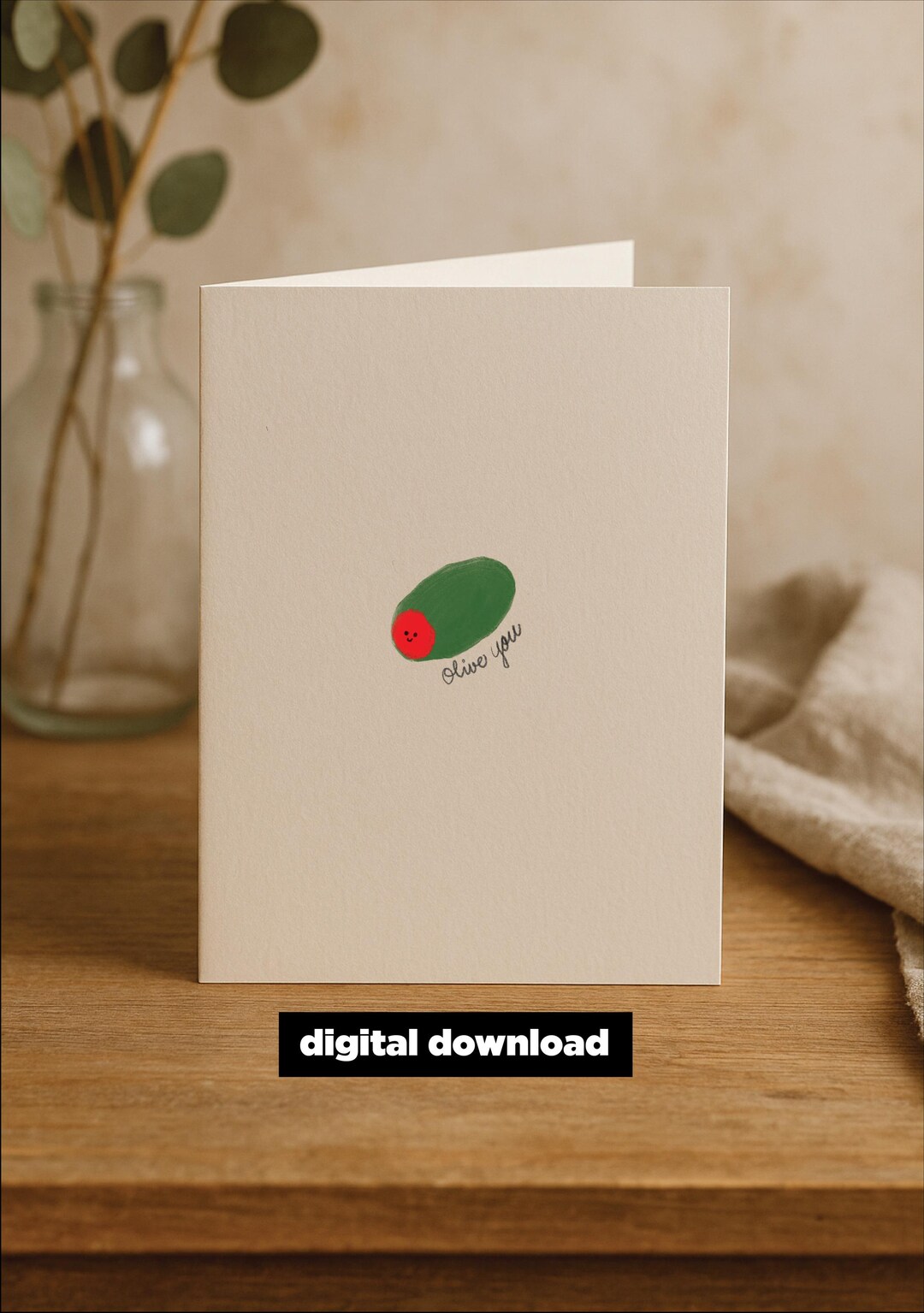 Olive You - Printable Card - 5x7in - *DIGITAL FILE* - Etsy