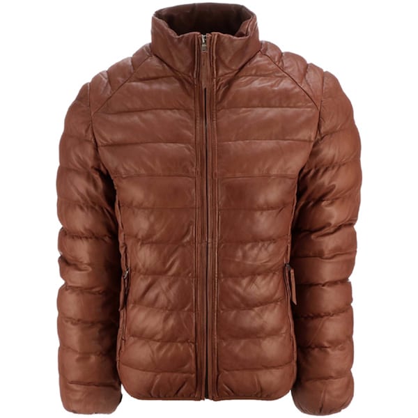 Mens Leather Puffer Coat - Etsy