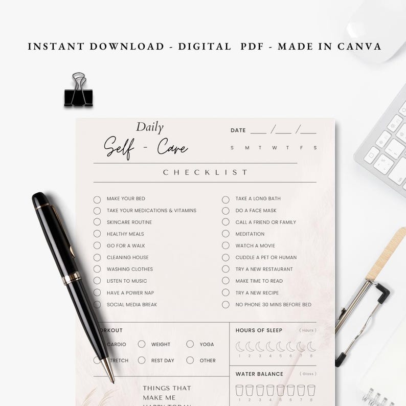 Off White Blue Self Care Planner, Minimal Chic Planner, Daily Scheduler ...