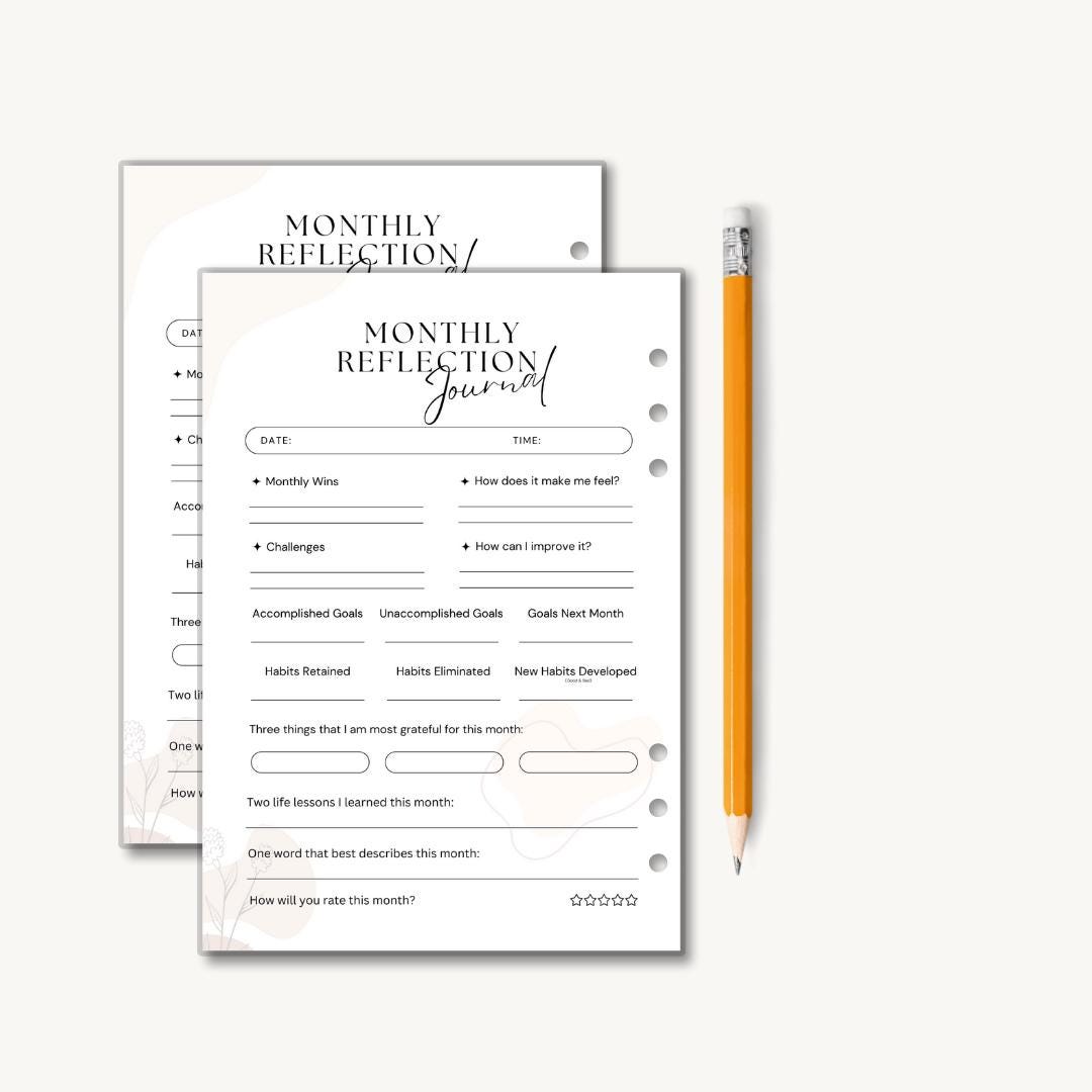 Minimalist Monthly Reflection Journal, Gratitude Journal, Self Care ...