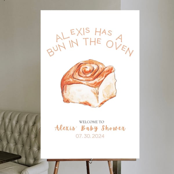 BUN IN the OVEN Baby Shower Sign Template, Baby Shower Poster Printable ...