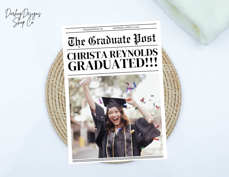 GRADUATE POST Newspaper Template, Graduation, Graduate, Graduation Announcement, She Did It ...